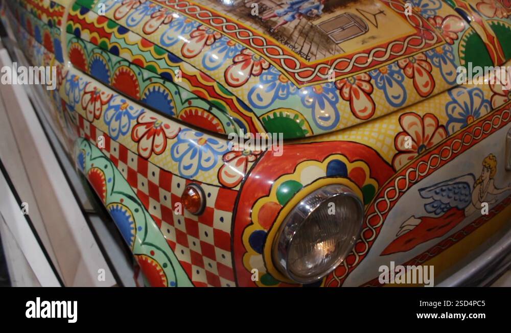 Milan, Italy, handicraft fair, Italian Car Sicily painting Stock Video ...