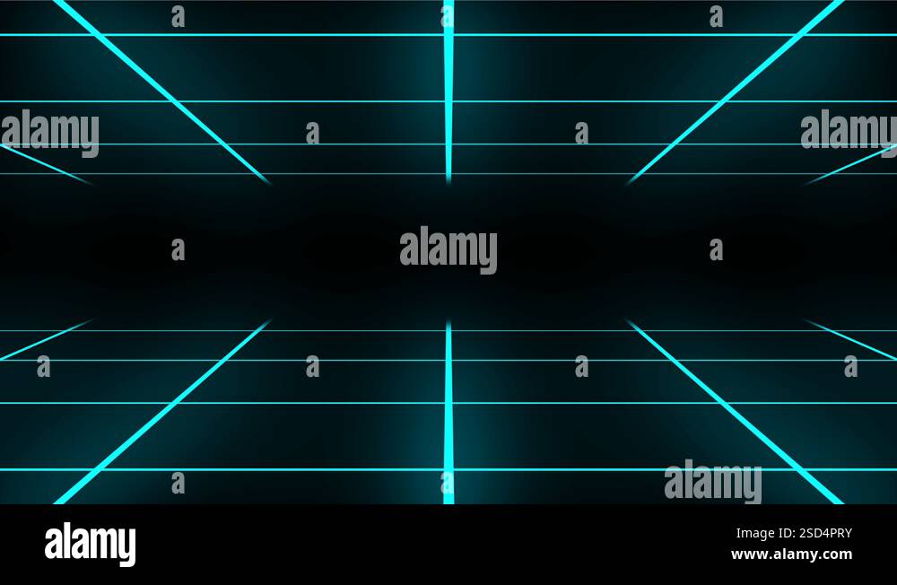 Retro abstract neon grid loopable animation in cyan color. 80s style 4k ...