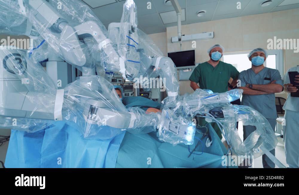 Operating room, medical surgical robot, cancerous tumor removal surgery ...
