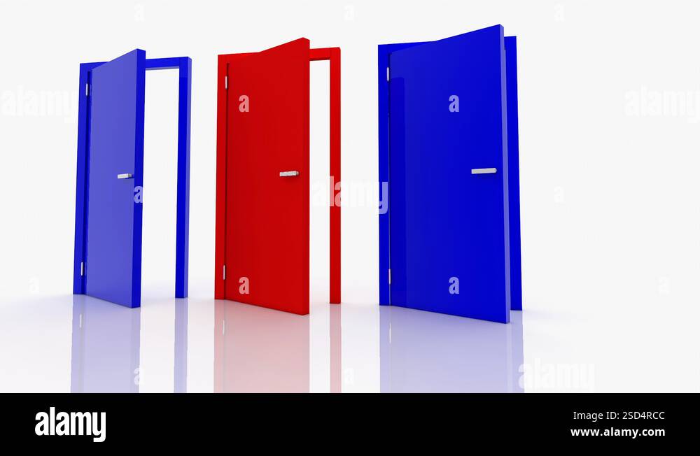 Three rotating doors in red and blue.Stock animation video Stock Video ...