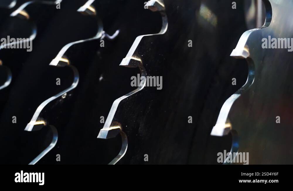 sharp serrated blades of metal circular saws Stock Video Footage - Alamy