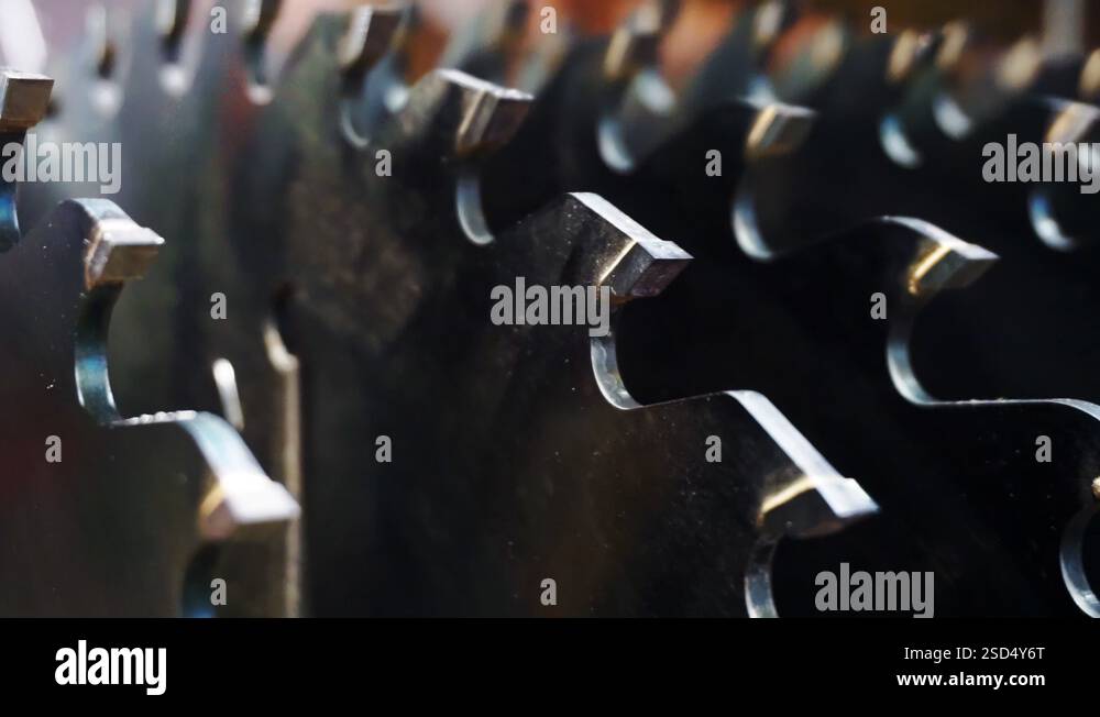 sharp serrated blades of metal circular saws Stock Video Footage - Alamy