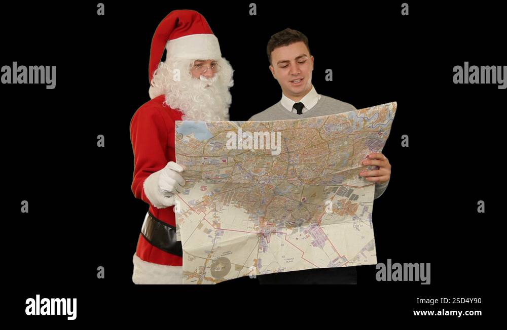 Santa Claus with a Young Businessman reading a map Luma Matte attached ...