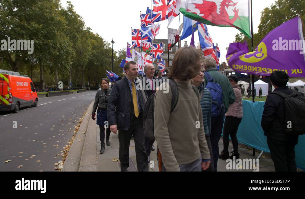 BREXIT English and EU flags and the public slow motion 4K Stock Video ...
