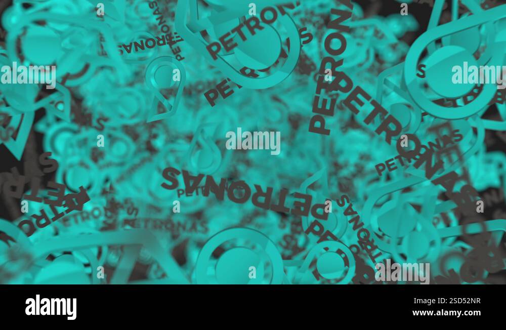 Many moving logos of PETRONAS. Editorial loopable motion background ...