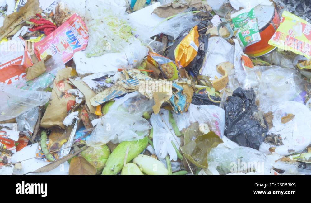 Pile of plastic waste and rotten food on trash dump Stock Video Footage ...