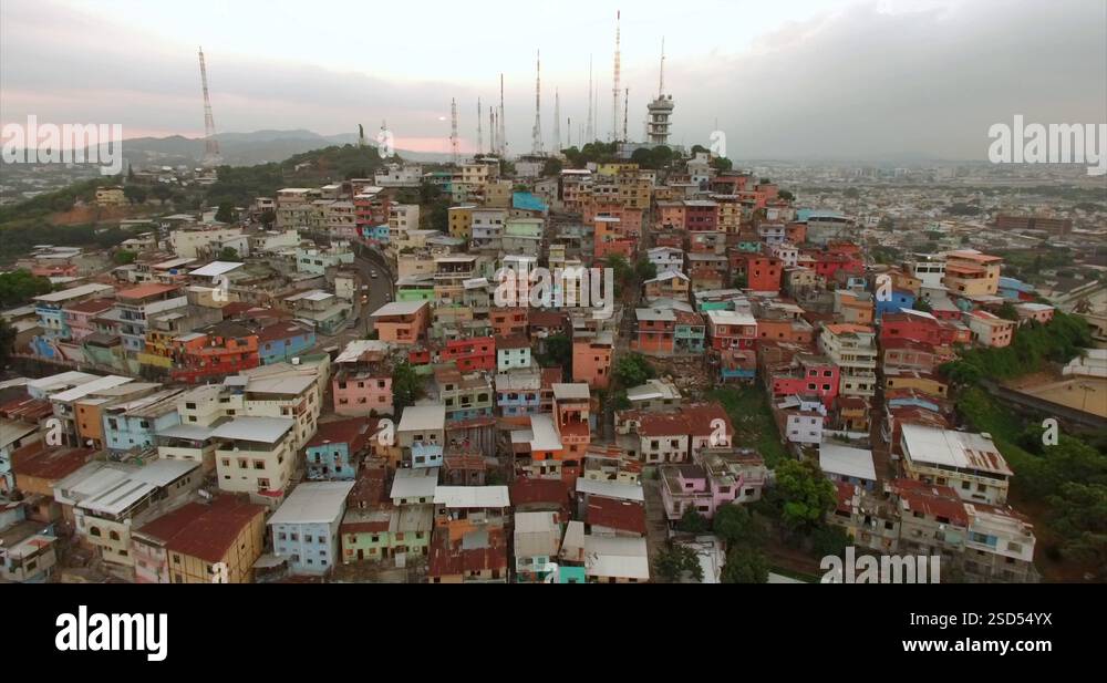 Colorful houses of the city of Guayaquil, the largest Ecuador city ...