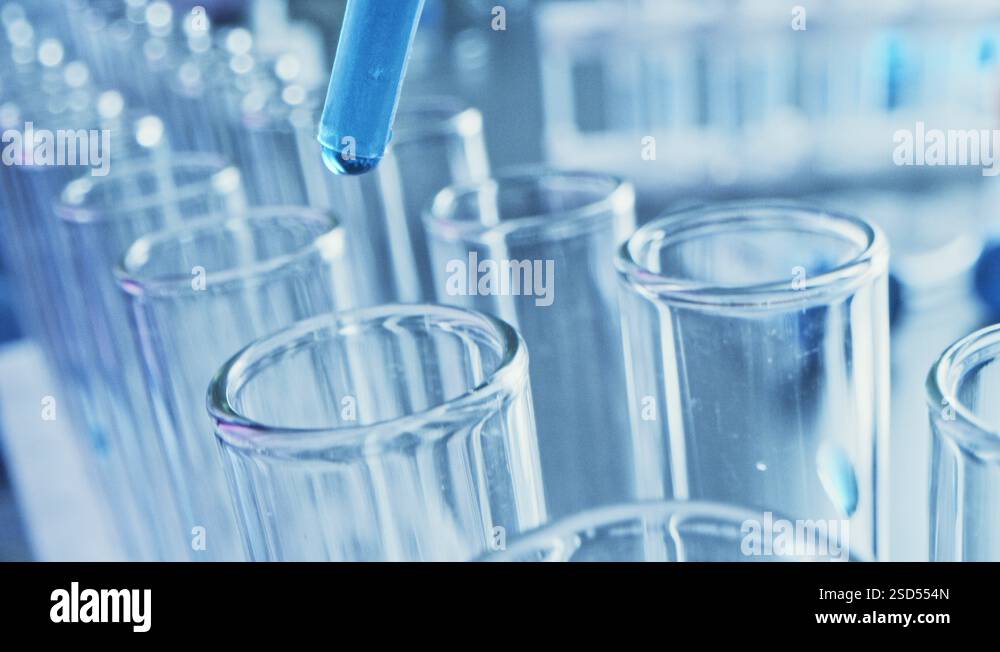 Scientific Laboratory: Pipette Dropping Liquid into Test Tubes, Medical ...