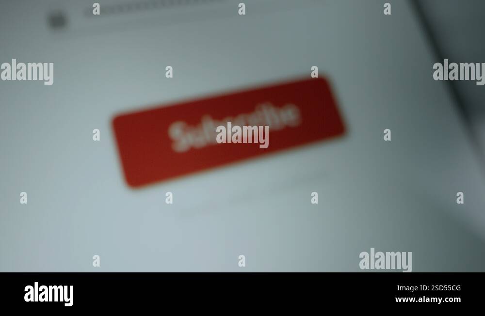 Close-up Macro Shot: Device Screen with Website Showing Red "Subscribe" Button Stock Video ...