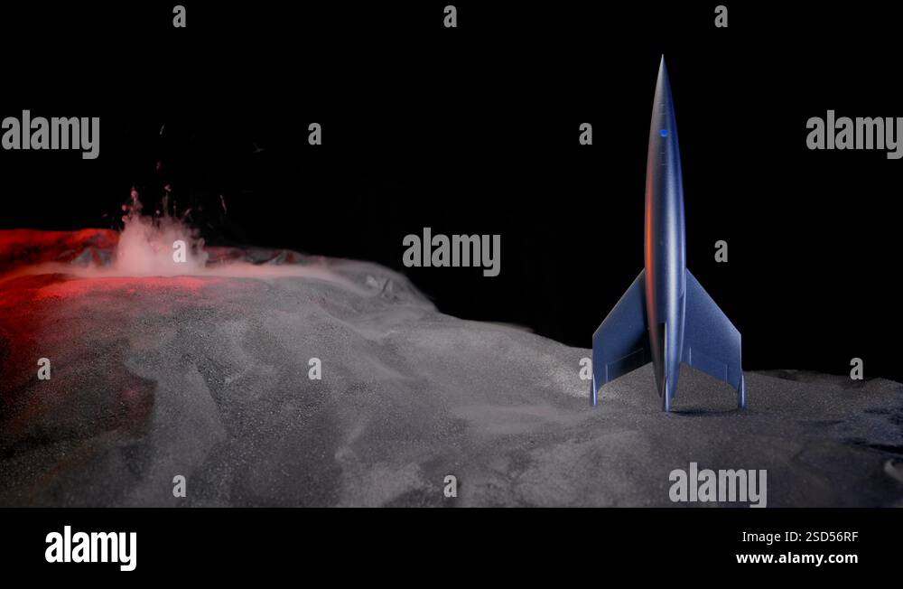 CLASSIC ROCKET SHIP ON THE SURFACE OF AN ALIEN PLANET. 4K Stock Video ...