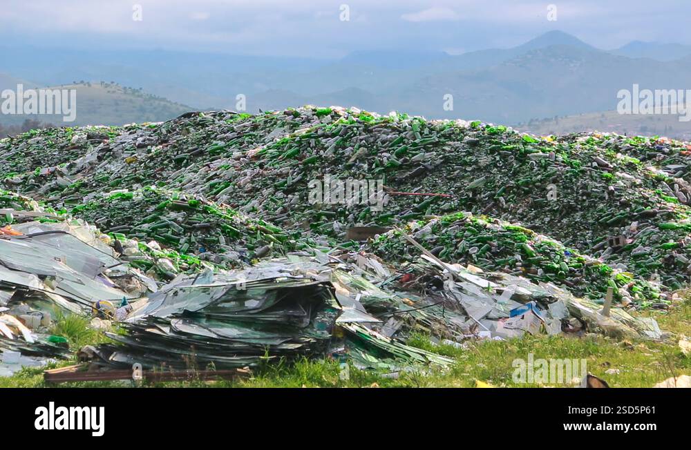 Landfill, dump environment. Full of garbage and plastic waste in ...