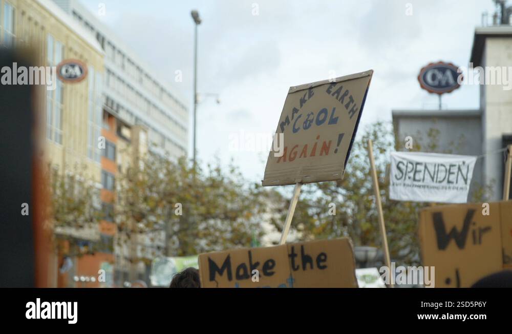 Global Warming and Climate Change Signs at Demonstration Stock Video ...