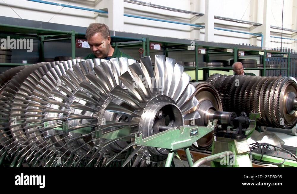 Checking compressor rotor on engine of Su-24 aircraft (fencer) after ...