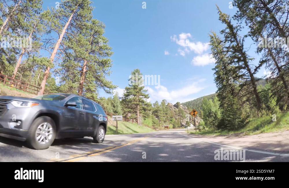 Driving on mountain highway 40 over Berthoud Pass in the Summer Stock ...