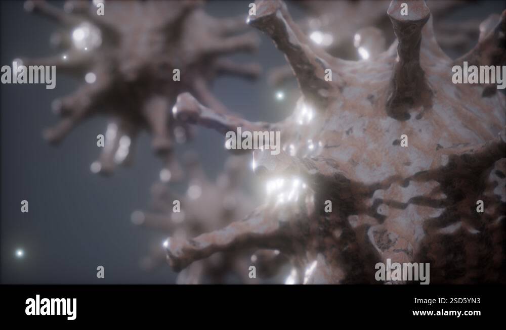 Bacteria virus or germs microorganism cells under microscope with depth ...