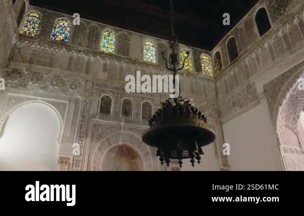 Ornate Moroccan architecture with intricate carvings, stained glass ...