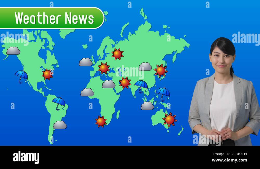 Weather forecast of a TV show. Newscaster. weather forecaster Stock ...