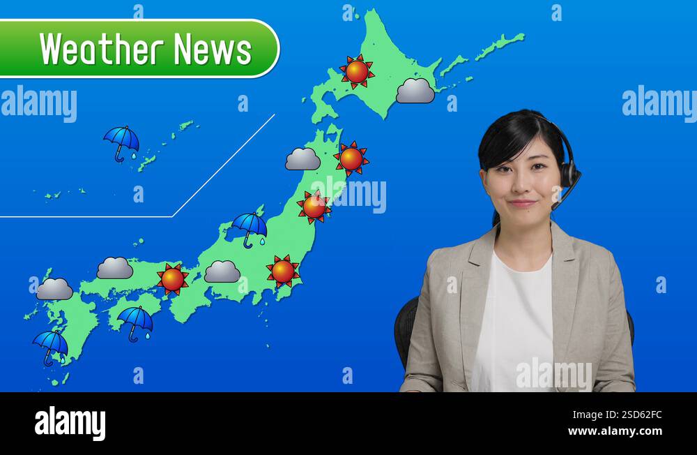 Weather forecast of a TV show. Newscaster. weather forecaster Stock ...