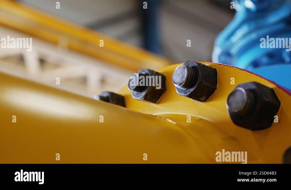 pipes with flanges and bolts in workshop of refinery plant Stock Video ...