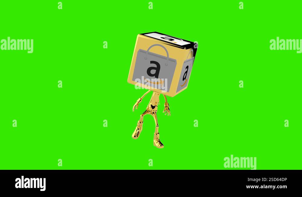 Golden boy with Amazon icon head dancing, seamless loop, Green Screen Chroma Stock Video Footage ...