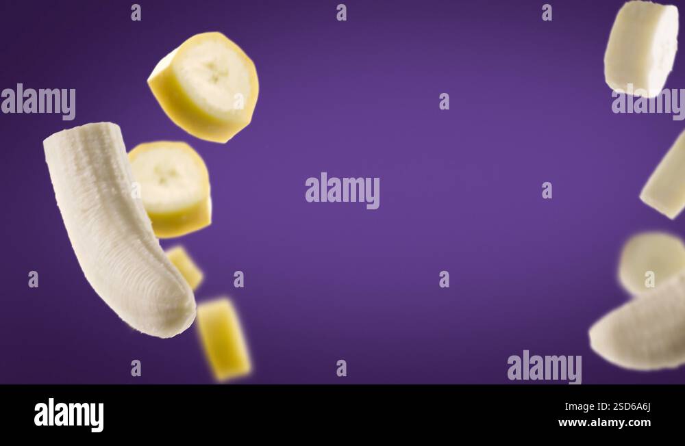 Flying of Banana and Slices in Background Stock Video Footage - Alamy