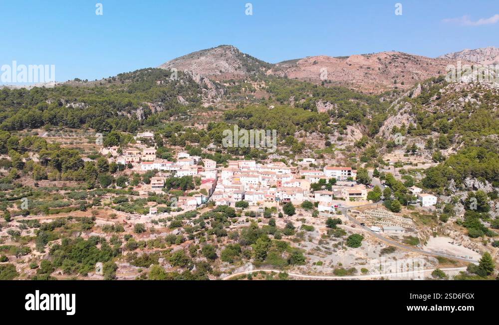 Aerial view of Abdet small village and Guadalest Valley in Alicante ...