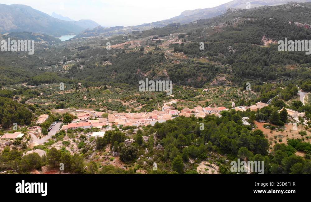 Aerial view of Abdet small village and Guadalest Valley in Alicante ...