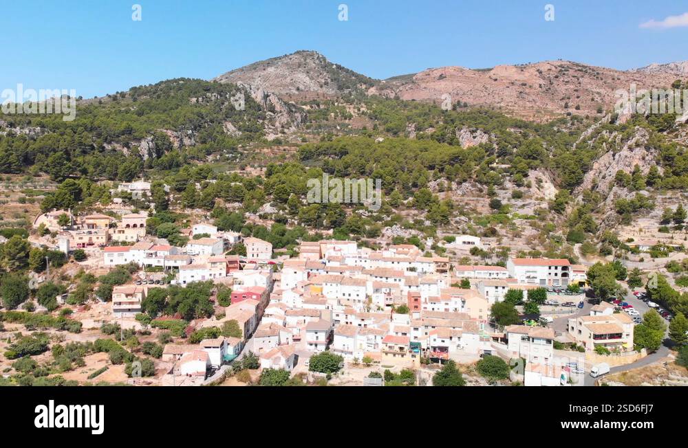 Aerial view of Abdet small village and Guadalest Valley in Alicante ...