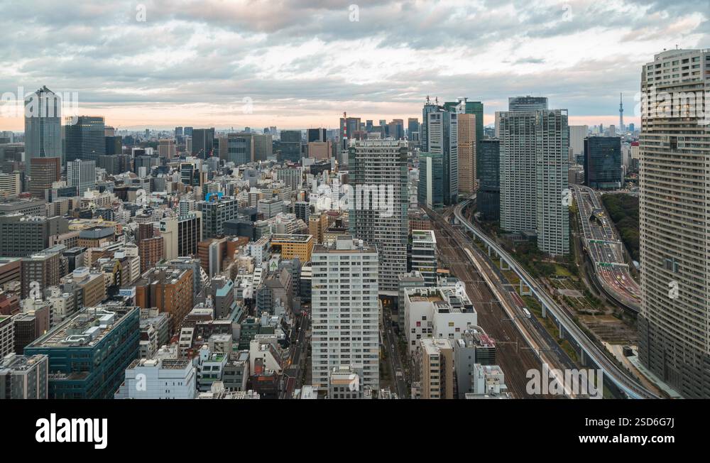 Tokyo cityscape skyline day to night time lapse in Tokyo, Japan Stock ...