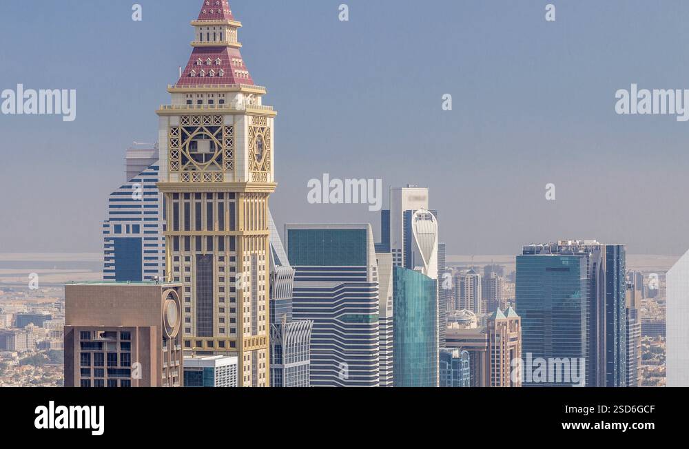 Skyline view of the buildings of Sheikh Zayed Road and DIFC aerial ...