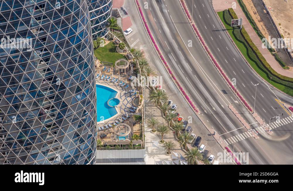Skyline view of intersection traffic on Al Saada street near DIFC ...