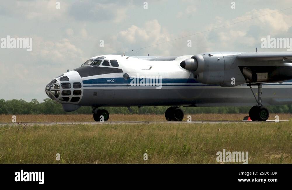 An-30 aircraft (Clank) for aerial reconnaissance on runway awaiting ...