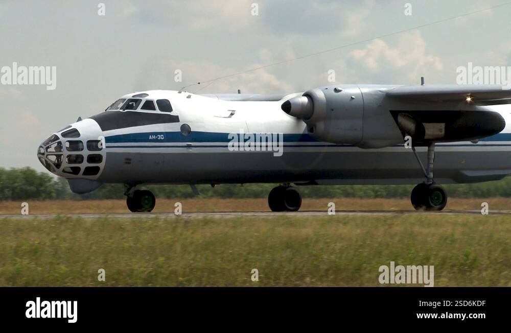 An-30 aircraft (Clank) for aerial reconnaissance accelerates and takes ...