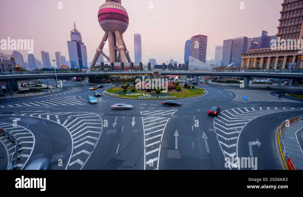 Time lapse of Traffic Jam in Shanghai in a busy road intersection ...