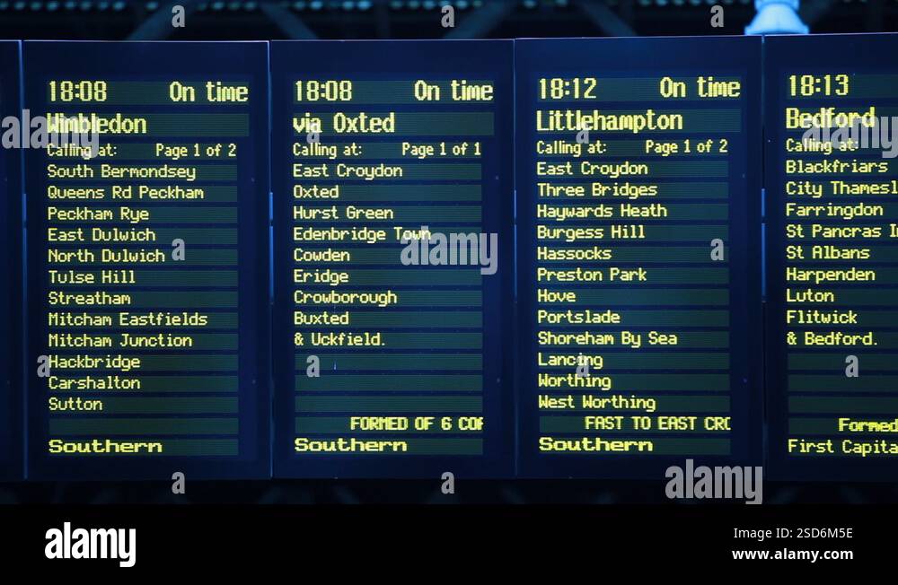 Timetable at railway station Stock Video Footage - Alamy
