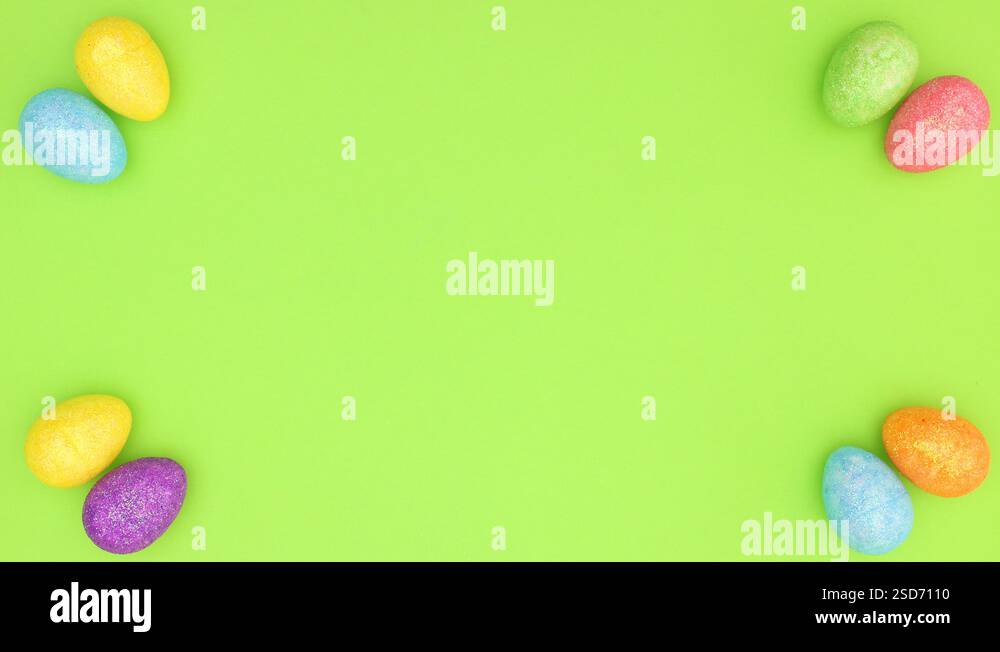 Chicken Easter eggs moving on corners of green background - Stop motion ...