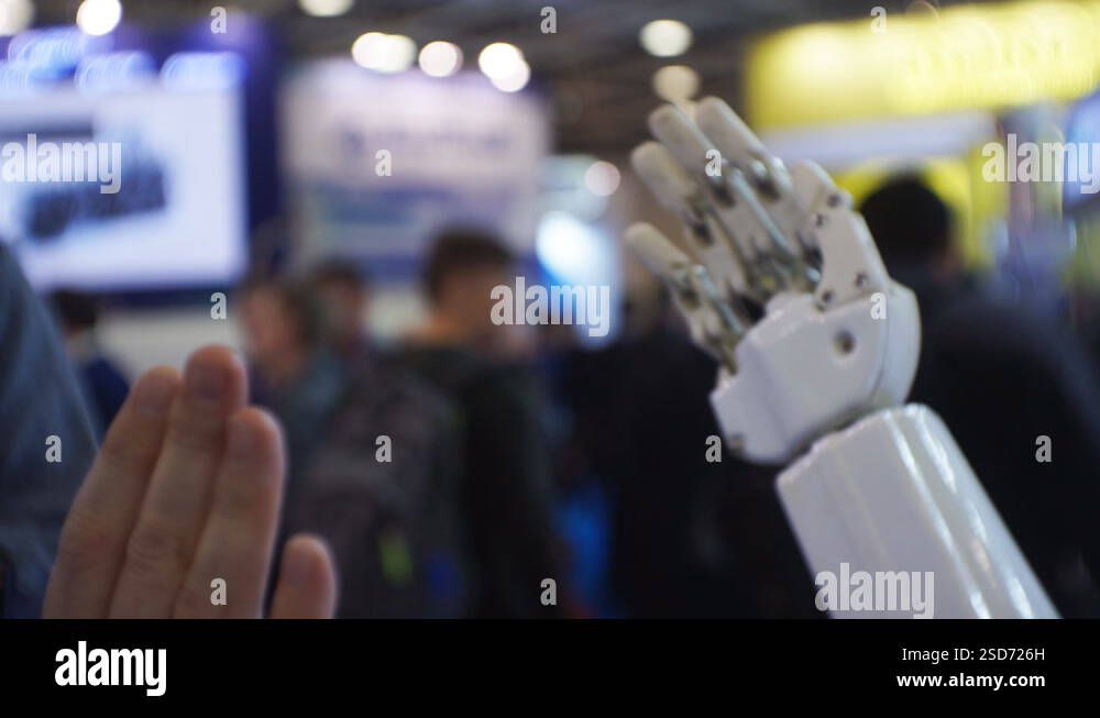 Greeting a robot Stock Video Footage - Alamy