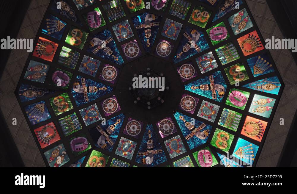 MUSCAT, OMAN - circa January, 2020: Round Stained-glass Window Roof at ...