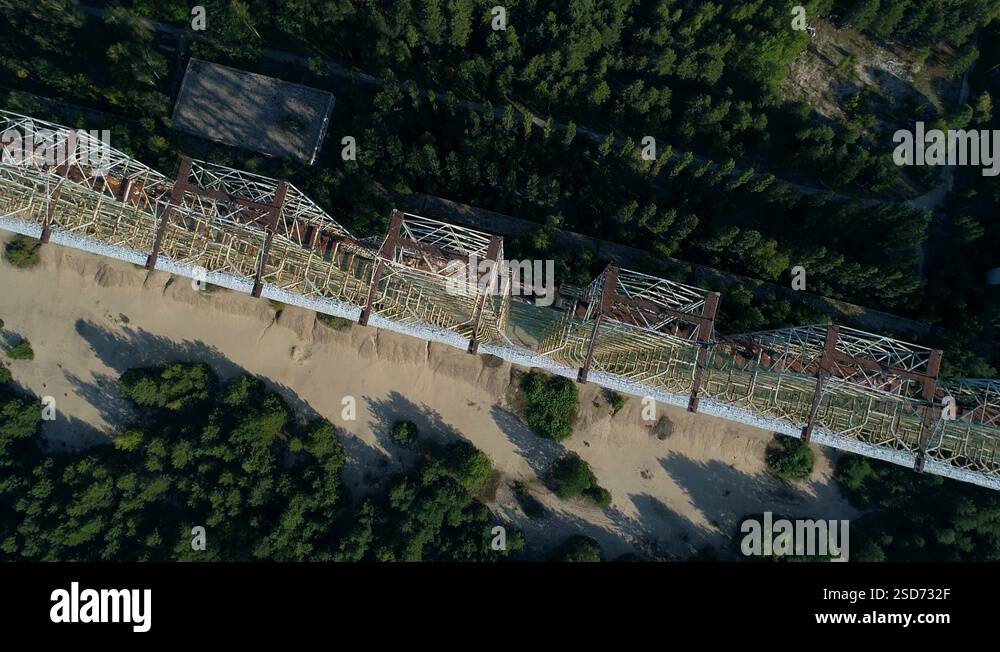 Aerial view of the DUGA radar station near the city of Chernobyl-2 ...