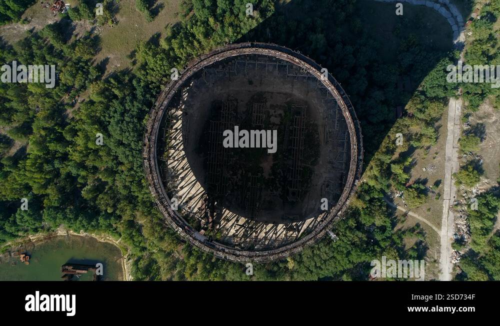 Aerial top view of cooling tower for fifth, sixth nuclear reactors of ...