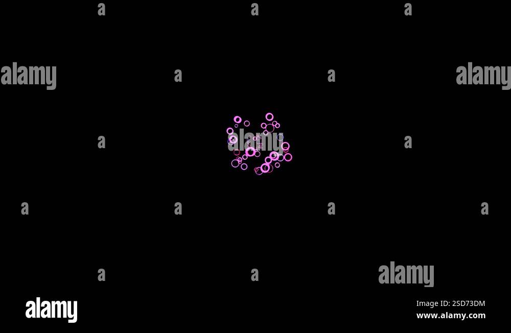 Abstract neon purple rings in the dark, motion background. Animation ...