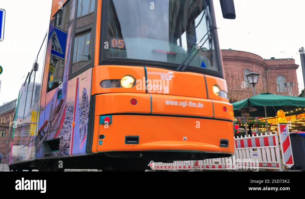 Tram passing at high speed flat from the ground Stock Video Footage - Alamy