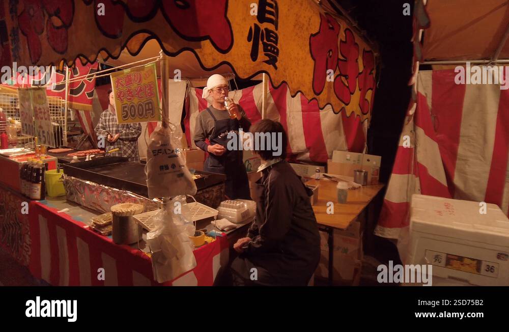 MS SLO MO Market with stalls and street food, Funabashi, Chiba ...