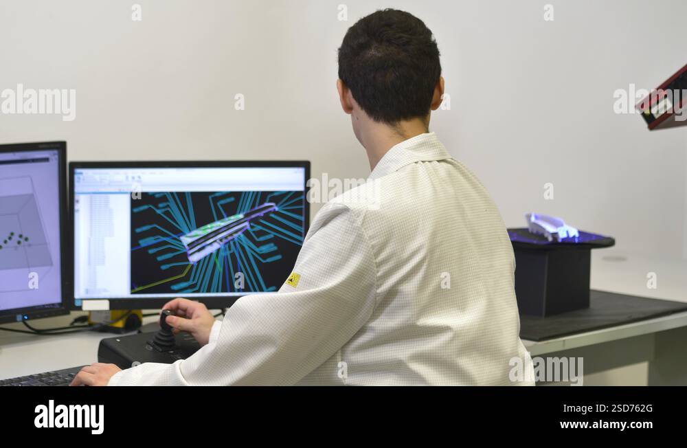 Quality Engineer Scanning an Industrial Piece on a 3D Scanner, 3D ...