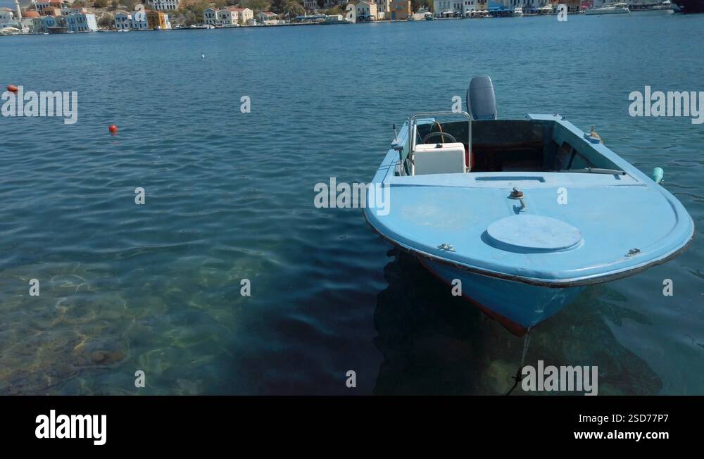 Boat on Kastellorizo city, Meis island Stock Video Footage - Alamy