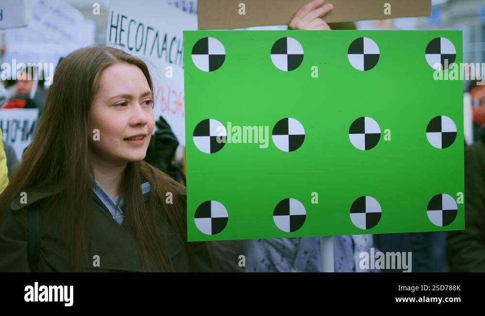 Girl political rally. Women right feminism. Feminist blank banner for ...