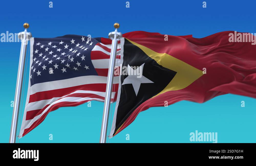 4k United States of America USA and East Timor National flag background ...