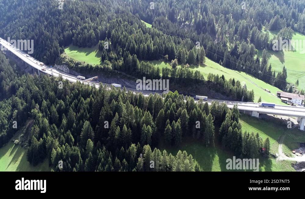 Aerial birds eye view of Brenner Pass in German language Brennerpass 4k ...