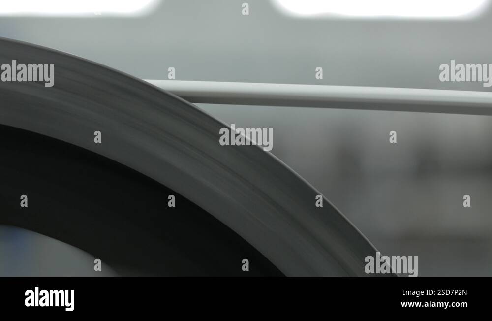 Plant for the production of the cable. Close-up of a moving copper ...