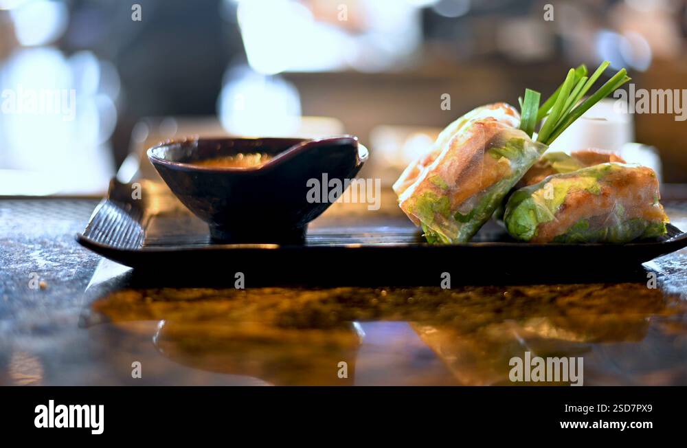 Spring roll in menu of restaurant or cafe Stock Videos & Footage - HD ...